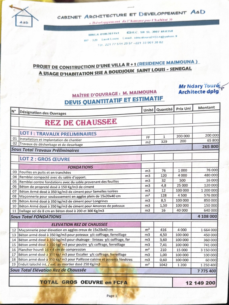 Devis Batiment | PDF