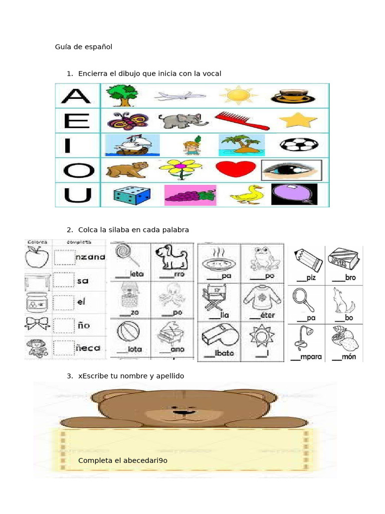 Guía de español PRIMER GRADO | PDF