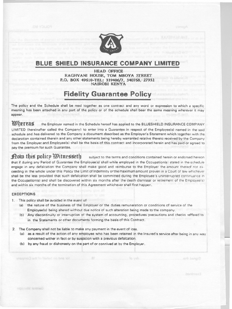 Fidelity Guarantee Policy | PDF