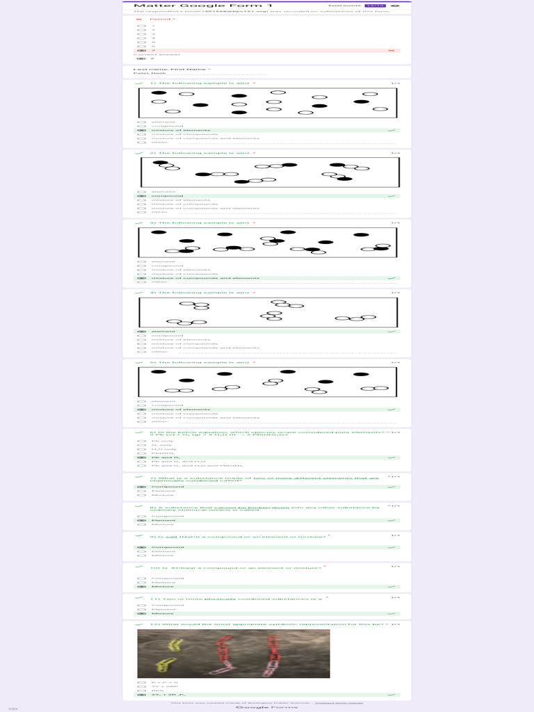 Matter Google Form 1 | PDF | Mixture | Chemical Compounds