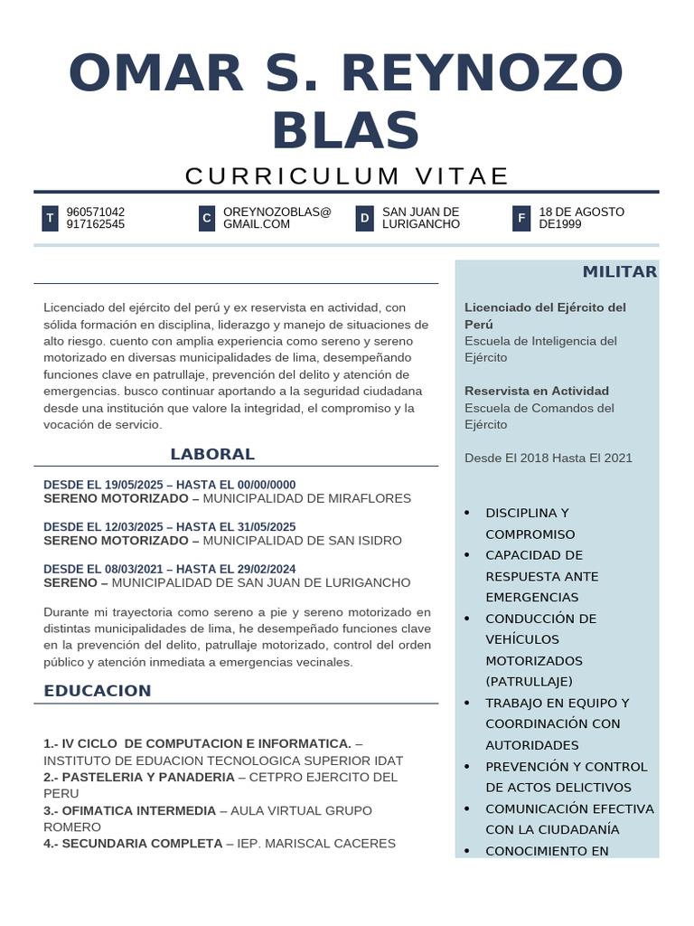 CV 2025 Omar Samir Reynozo Blas | PDF