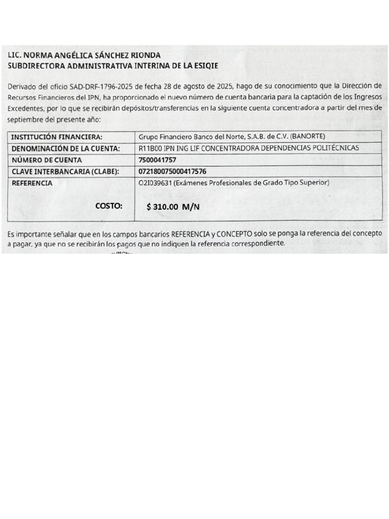 Cuota Examen Profesional Septiembre - 2025 | PDF