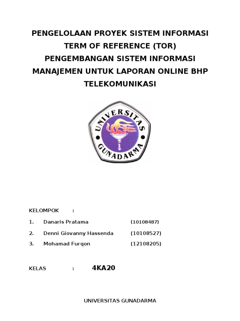 Pengelolaan Proyek Sistem Informasi Term of Reference (Tor) | PDF