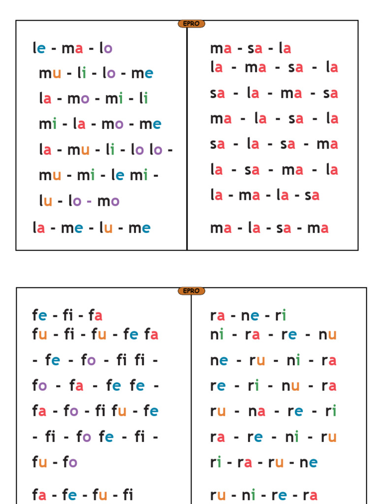 Fiches Des Syllabes | PDF