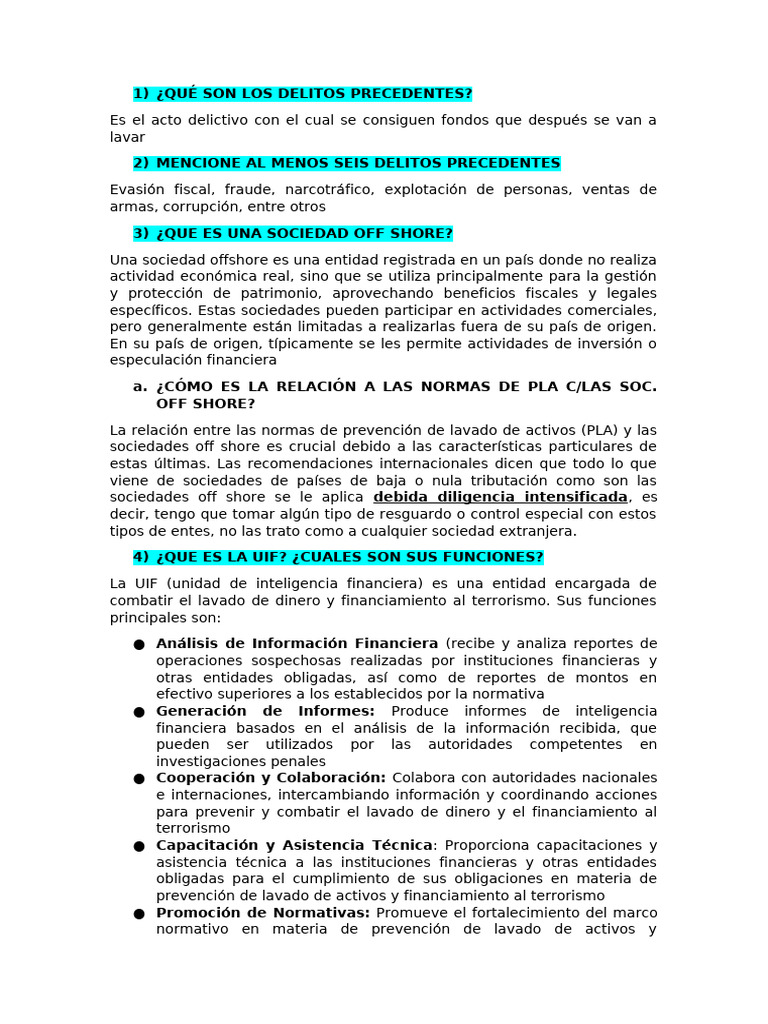 Delitos Precedentes y Prevención de Lavado | PDF | Lavado de dinero