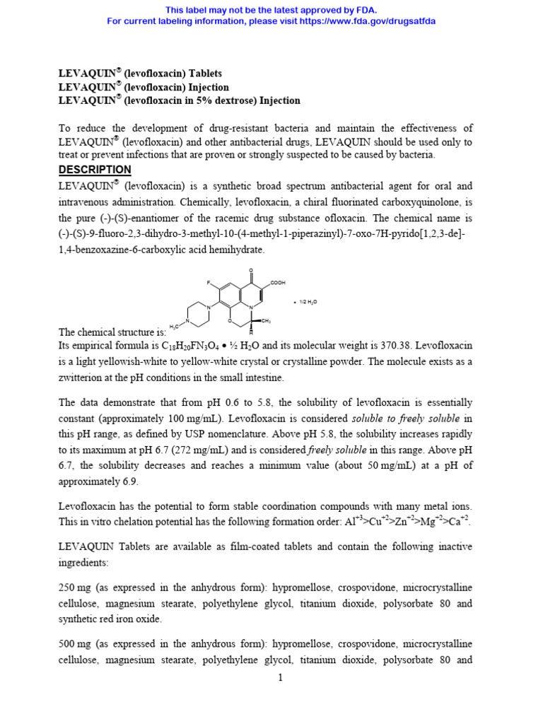 20634slr029,20635slr029 Levaquin LBL | PDF | Pneumonia | Pharmacokinetics