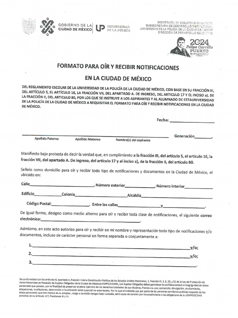 Formato para Oir y Recibir Notificaciones | PDF