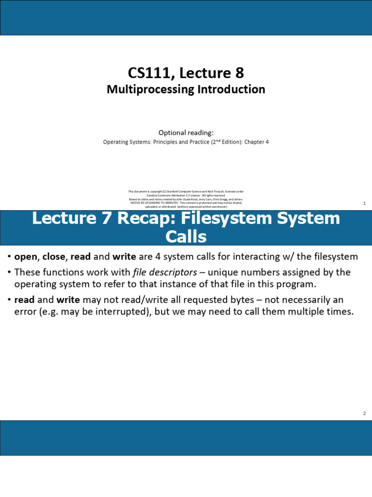 Lecture8 | PDF | Process (Computing) | Computing