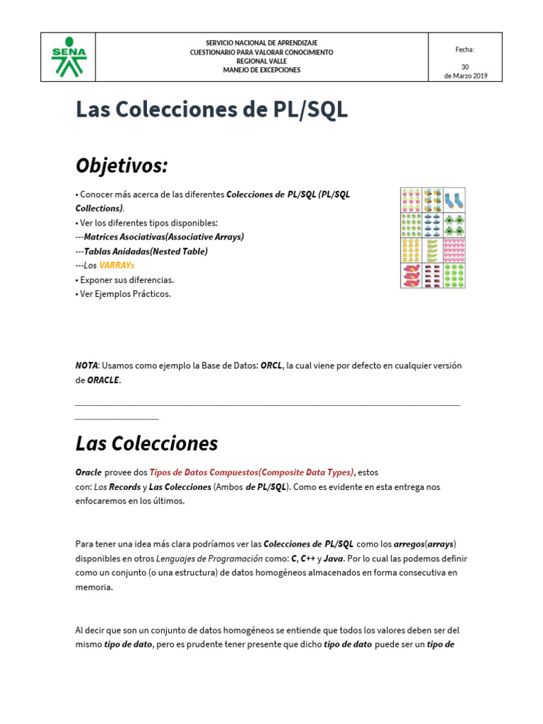Colecciones en PLSQL | PDF | Pl / Sql | SQL
