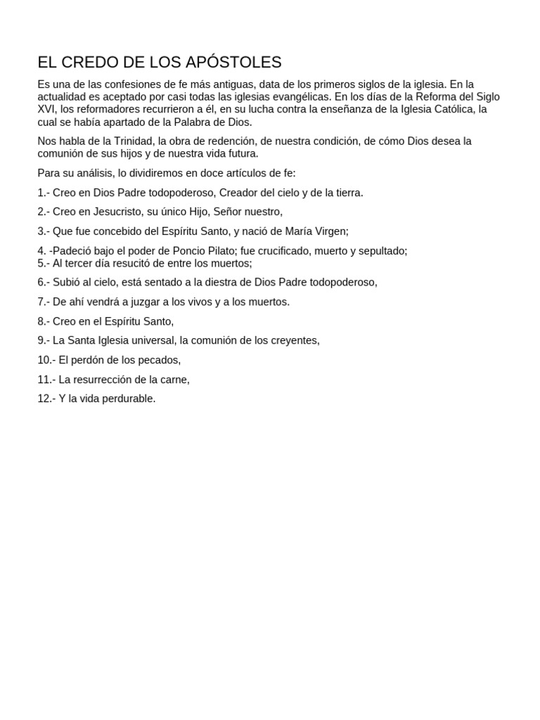 El Credo de Los Apóstoles | PDF