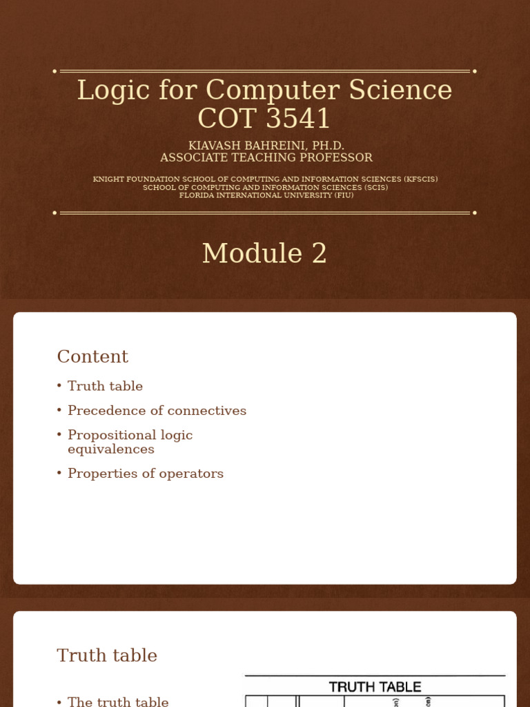 Module2 - Logic For Computer Science COT 3541 | PDF | If And Only If ...