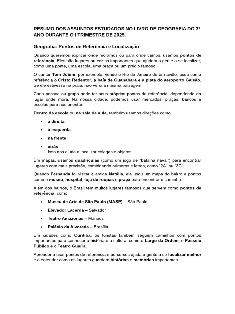 Resumo Dos Assuntos de Geografia i Trimestre | PDF