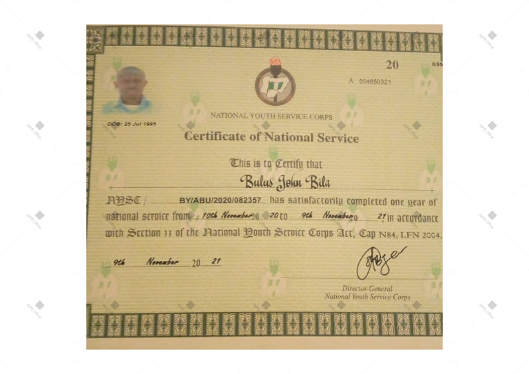 NYSC Certificate | PDF