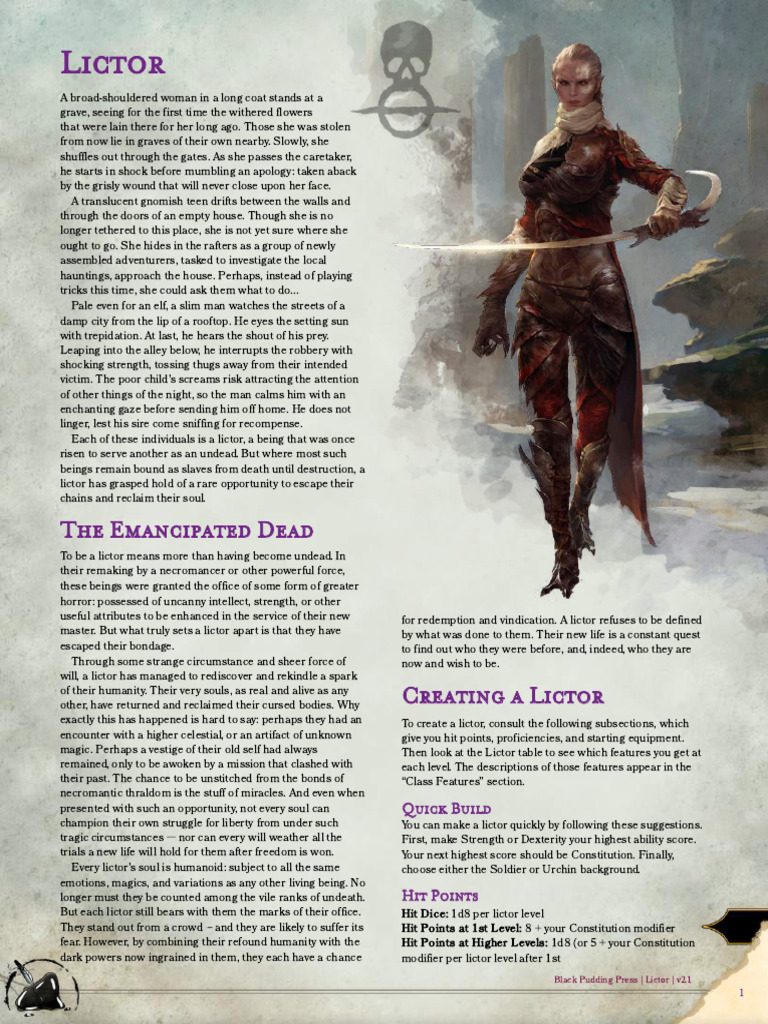 Lictor Class Guide for RPGs | PDF
