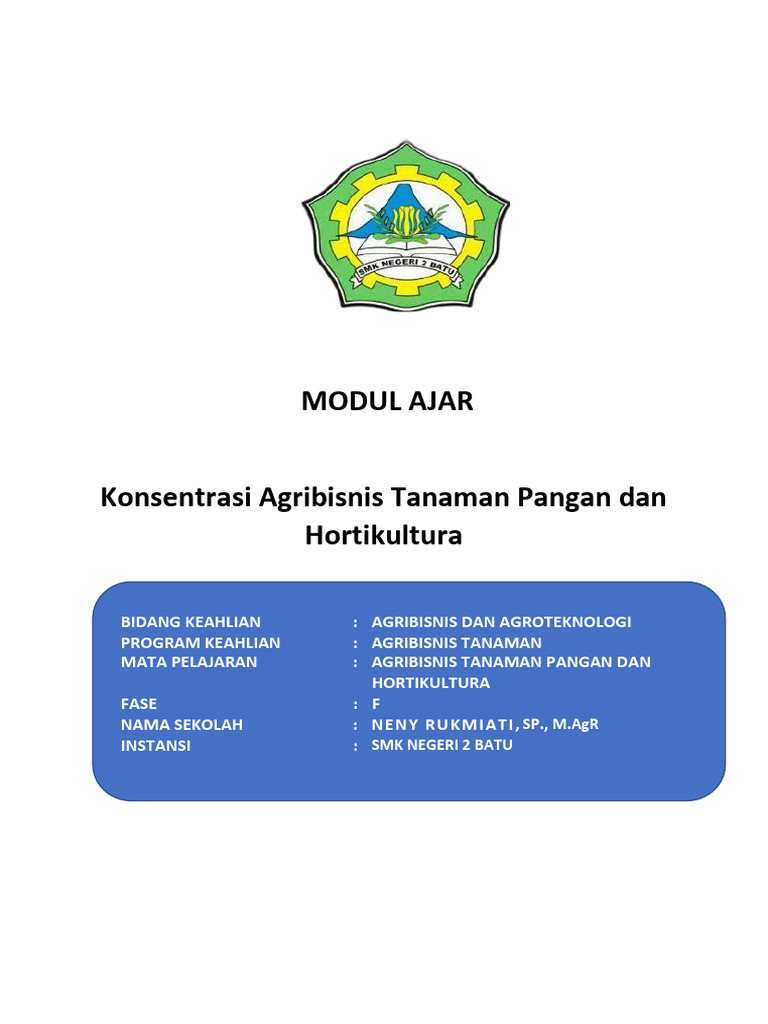 Modul Ajar Agribisnis Tanaman Pangan Dan Hortikultura - Pembibitan Tanaman Sayur - Fase F | PDF