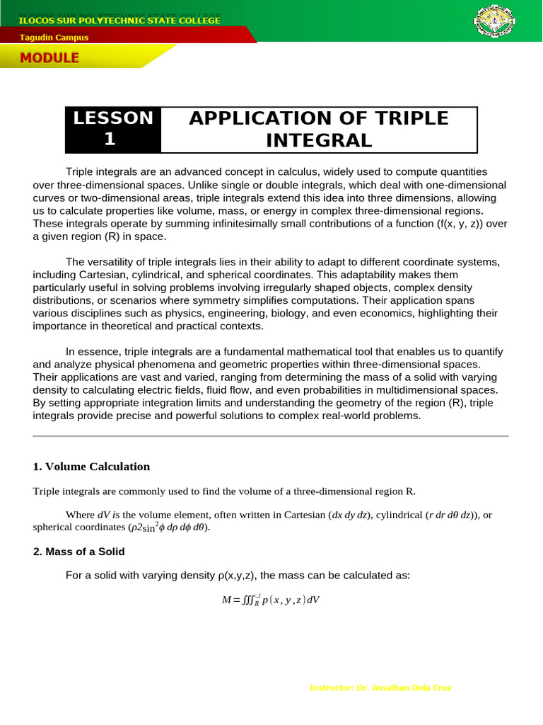Applications of Triple Integrals | PDF | Integral | Geometry