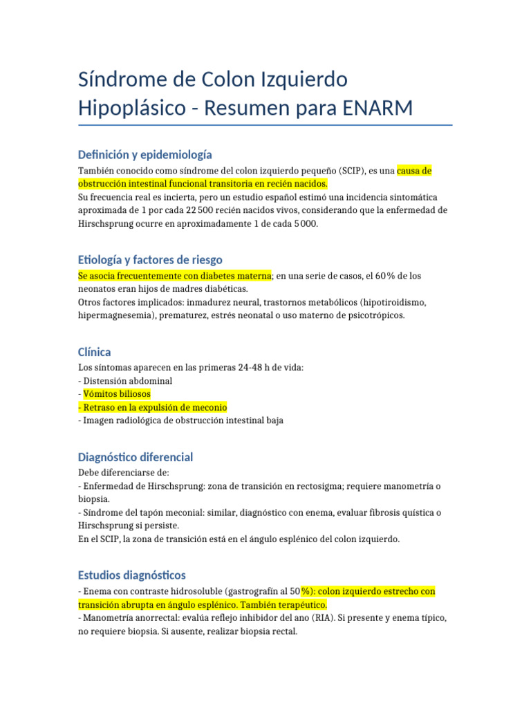 Sindrome Colon Izquierdo Hipoplasico ENARM | PDF | Diabetes ...