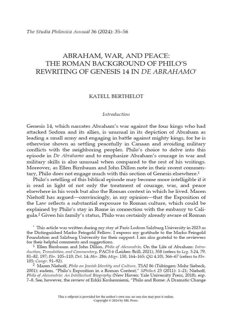 Philo’s Abraham: Roman Context and Valor | PDF | Sodom And Gomorrah ...