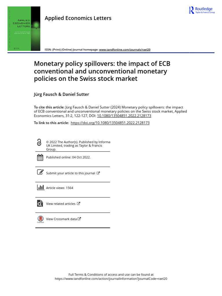 Monetary Policy Spillovers The Impact of ECB Conventional and Unconventional Monetary Policies ...