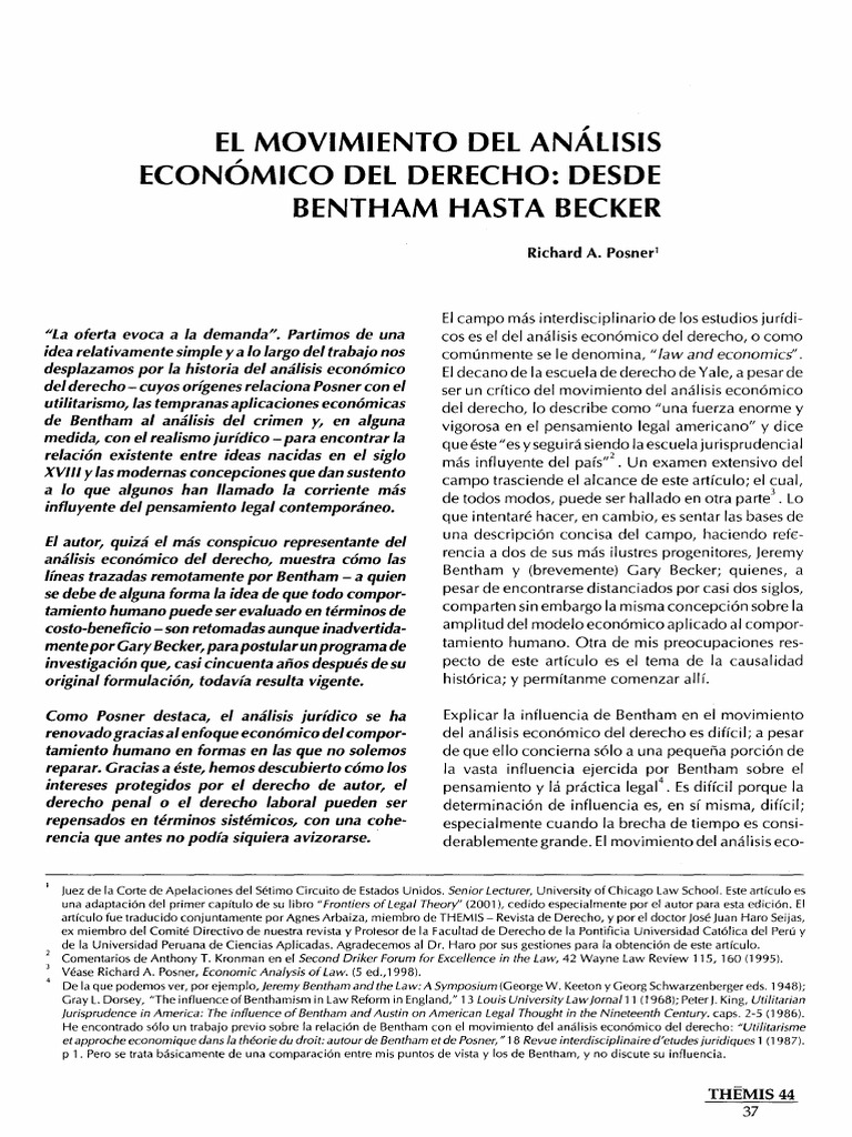 Clase 11 (20 de septiembre) - Richard Posner - El movimiento del ...