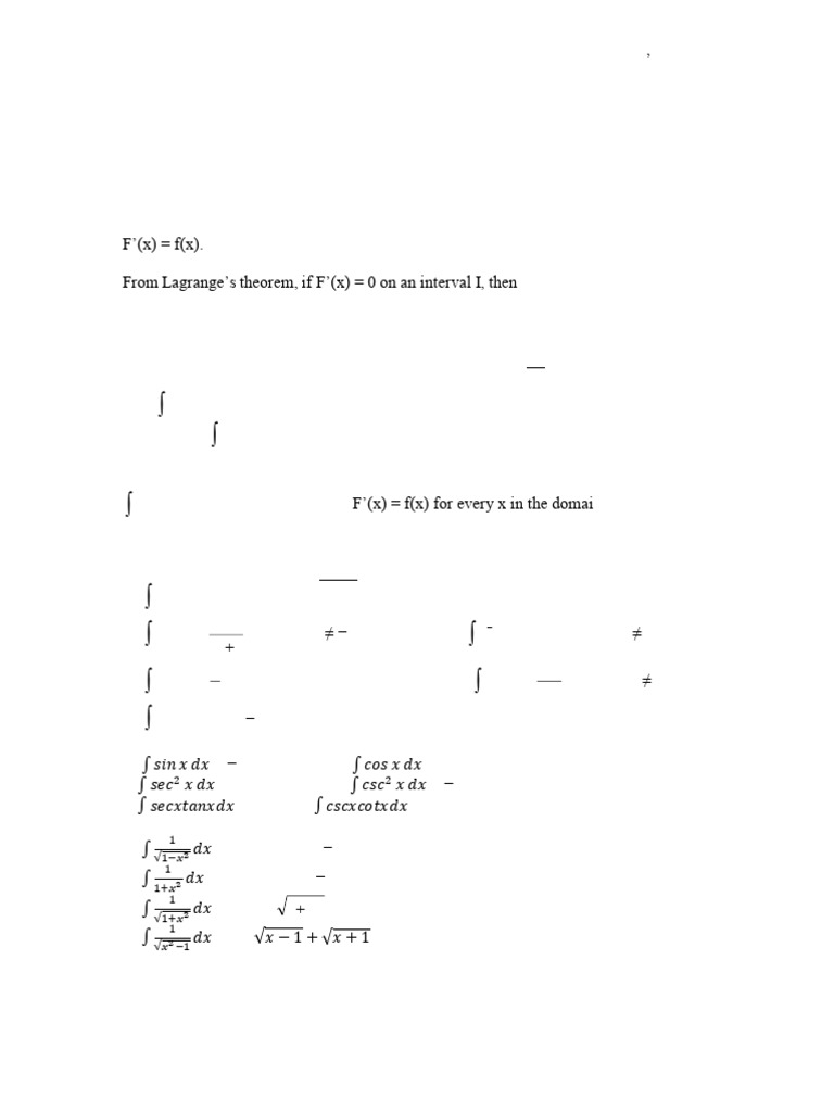 Lecture 10 Indefinite Integrals (Simplified) | PDF | Integral ...