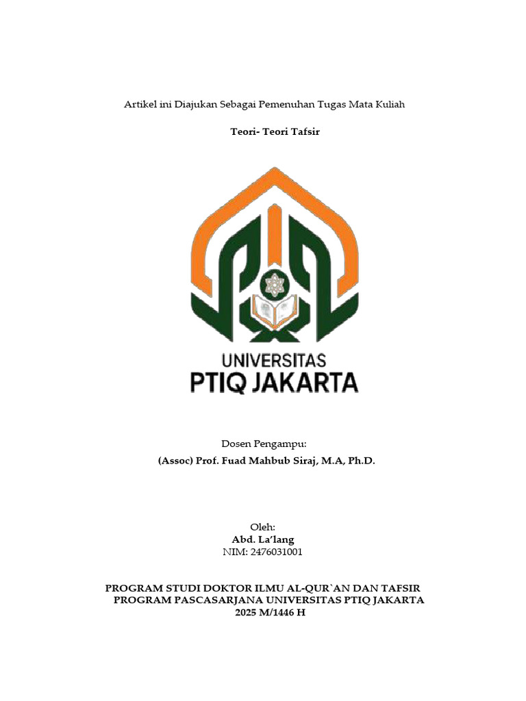 Hermeneutika Abu Zayd dalam Tafsir Al-Qur'an | PDF