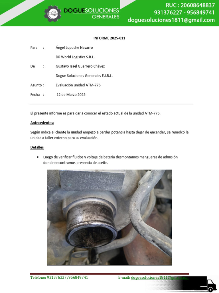 Evaluación del motor ATM-776: Diagnóstico y Recomendaciones | PDF ...