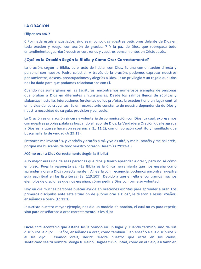 Oración según la Biblia: Guía y Propósito | PDF | Oración | orador del ...