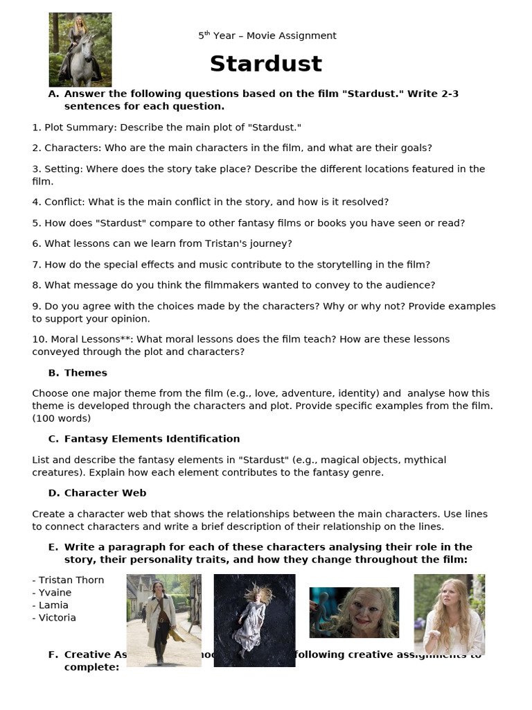 "Stardust Film Analysis Guide" | PDF