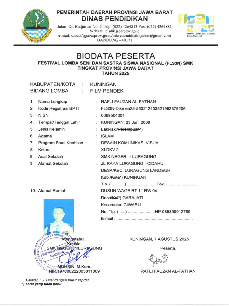 Biodata Film Pendek Kuningan | PDF