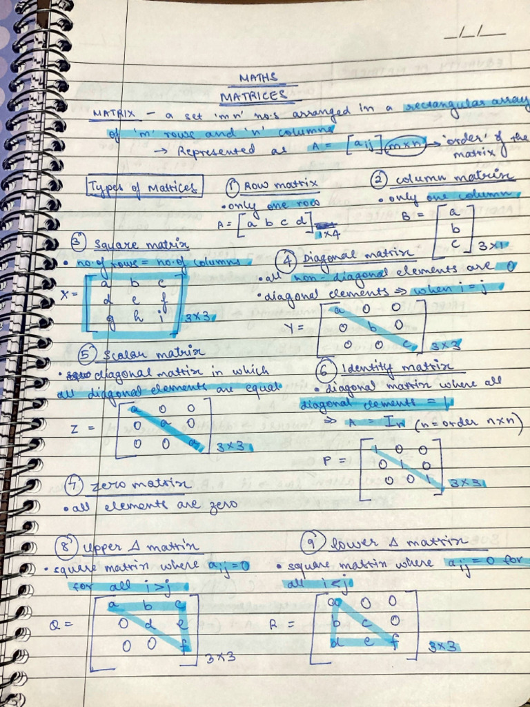 Matrices Notes | PDF