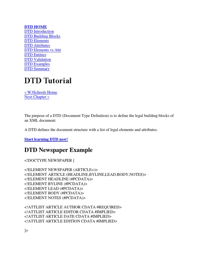 DTD Home | PDF | Html Element | Xml