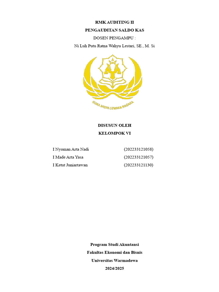 RMK Auditing II - Bab 7 - D6 Akuntansi | PDF