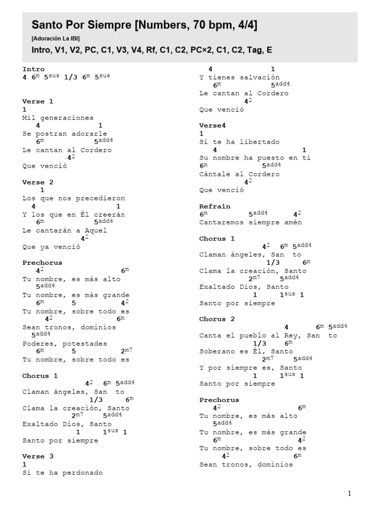 Santo Por Siempre - number_chart | PDF