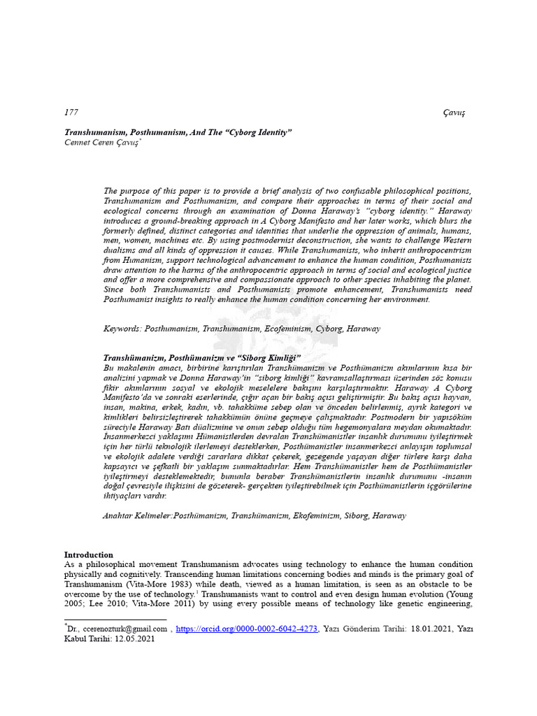 Transhumanism, Posthumanism, and The "Cyborg Identity" | PDF ...