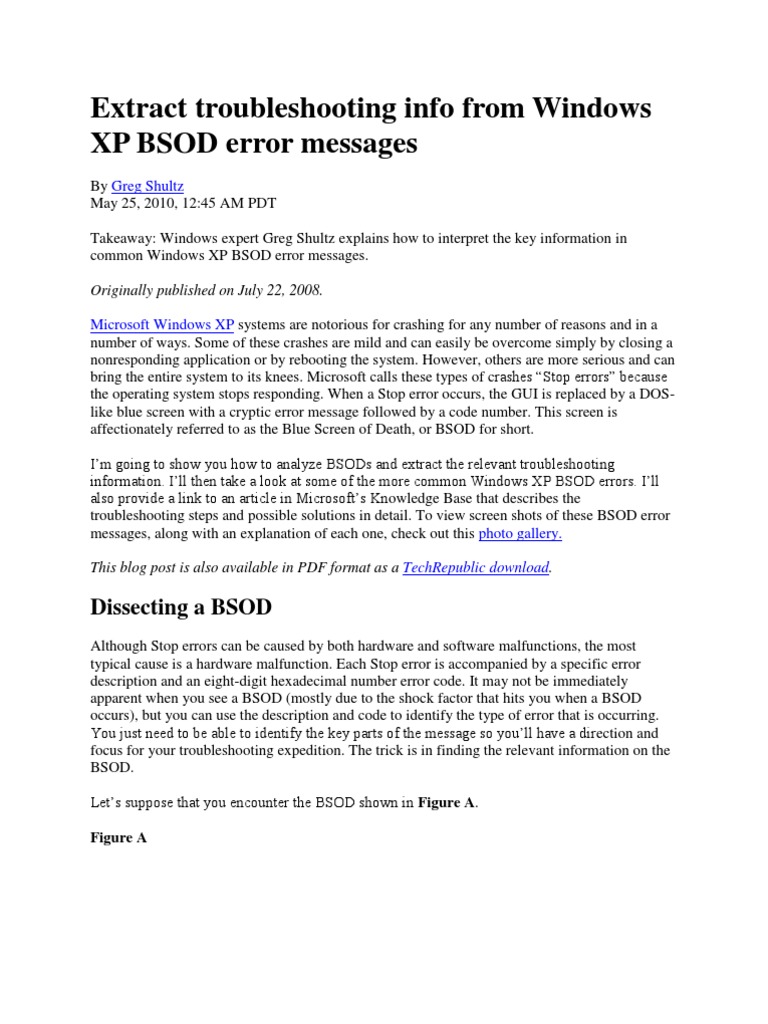 Windows XP BSOD Error Messages Reference | PDF | Computer Data Storage | Operating System Families