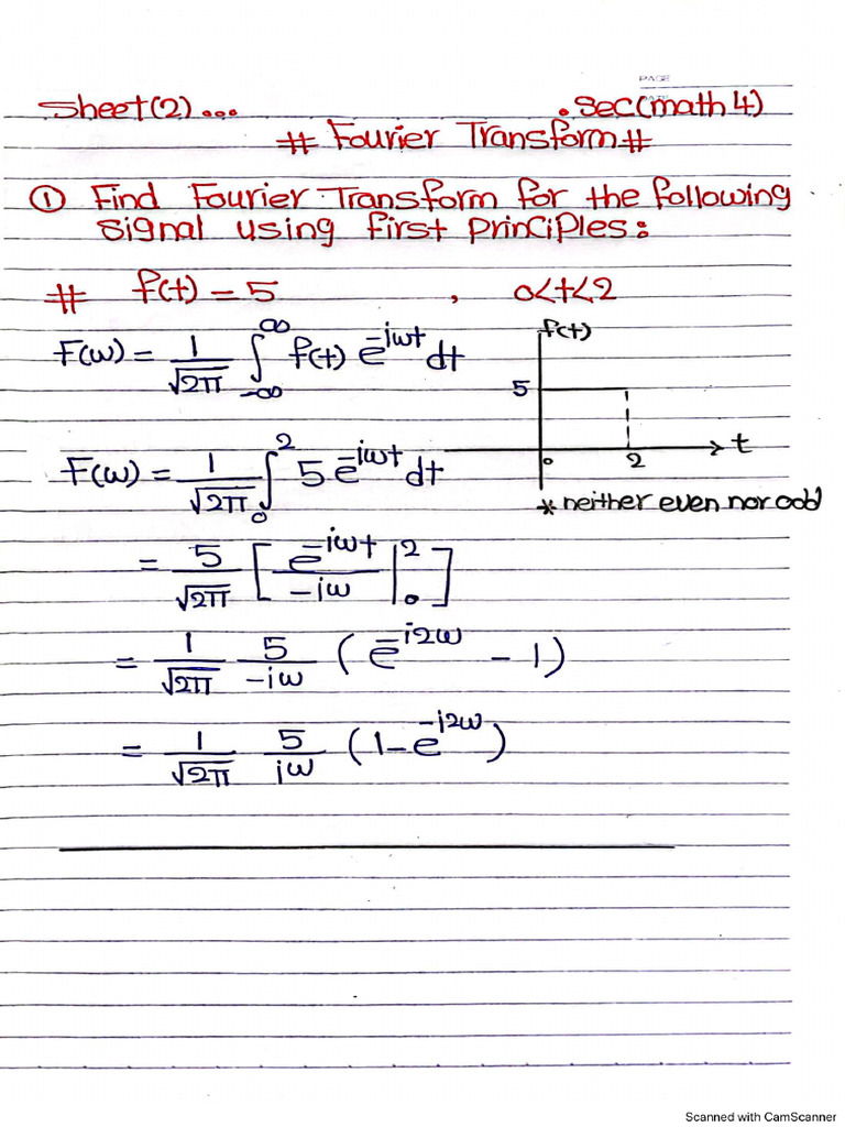 Sheet (2) Fourier Transform PDF | PDF