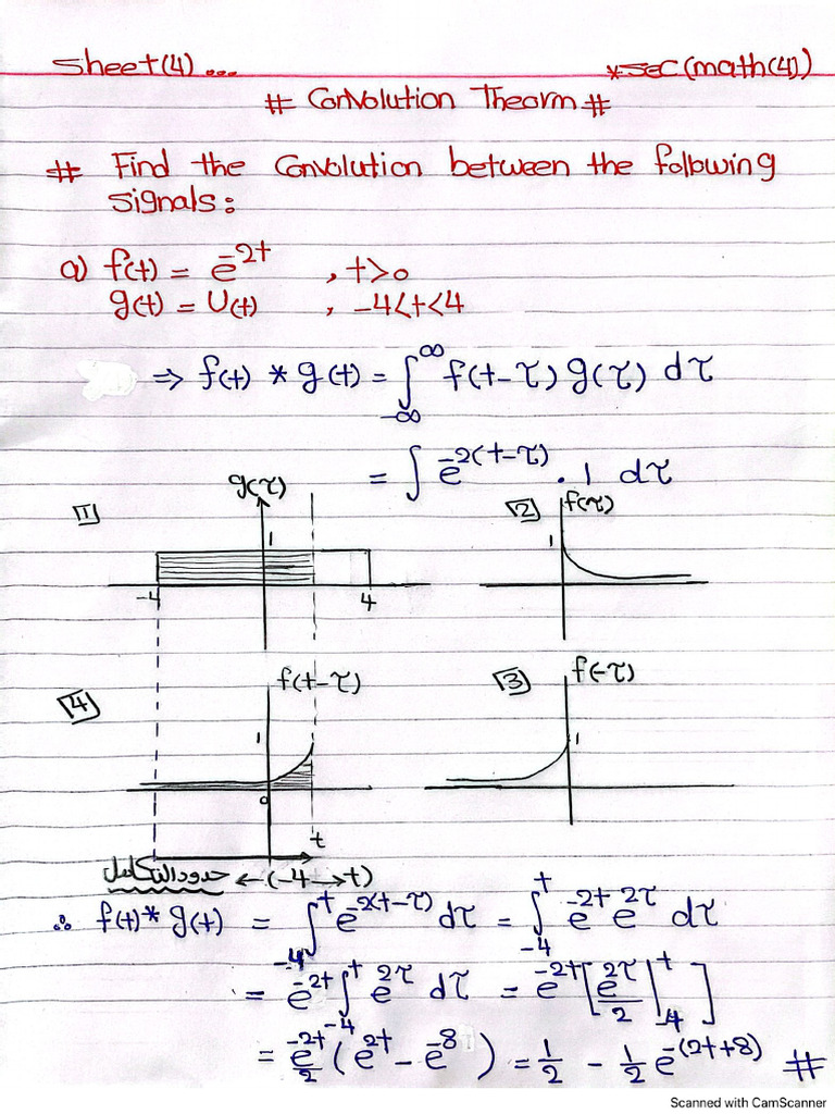 Sheet (4) Convolution Theorem PDF | PDF