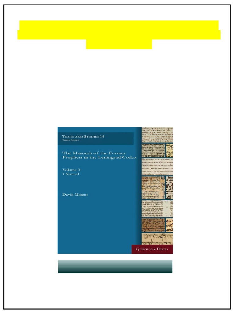 The Masorah of the Former Prophets in the Leningrad Codex Vol 3 1 ...