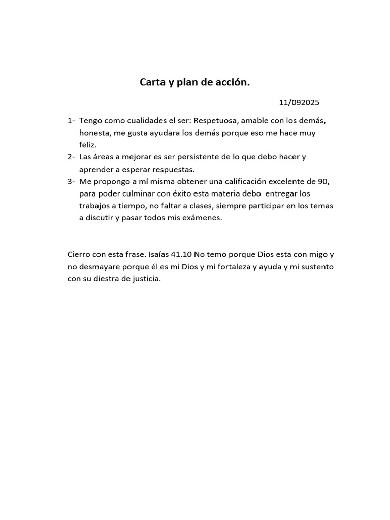 Carta y Plan de Acción | PDF