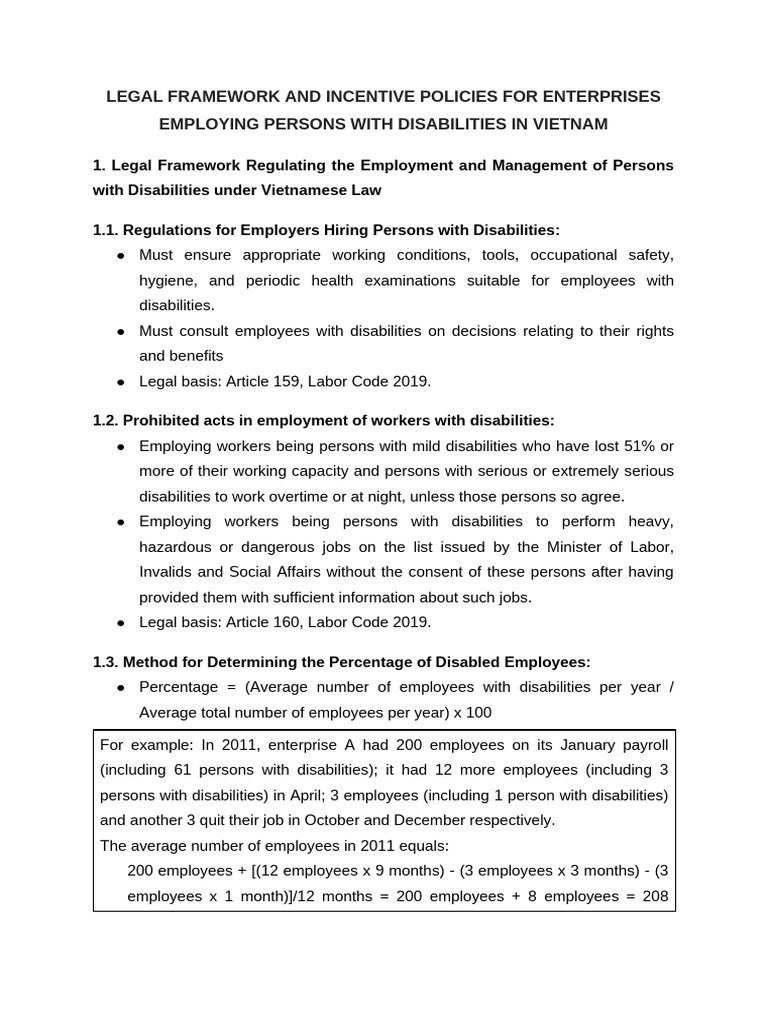 Legal Framework and Incentive Policies For Enterprises Employing ...