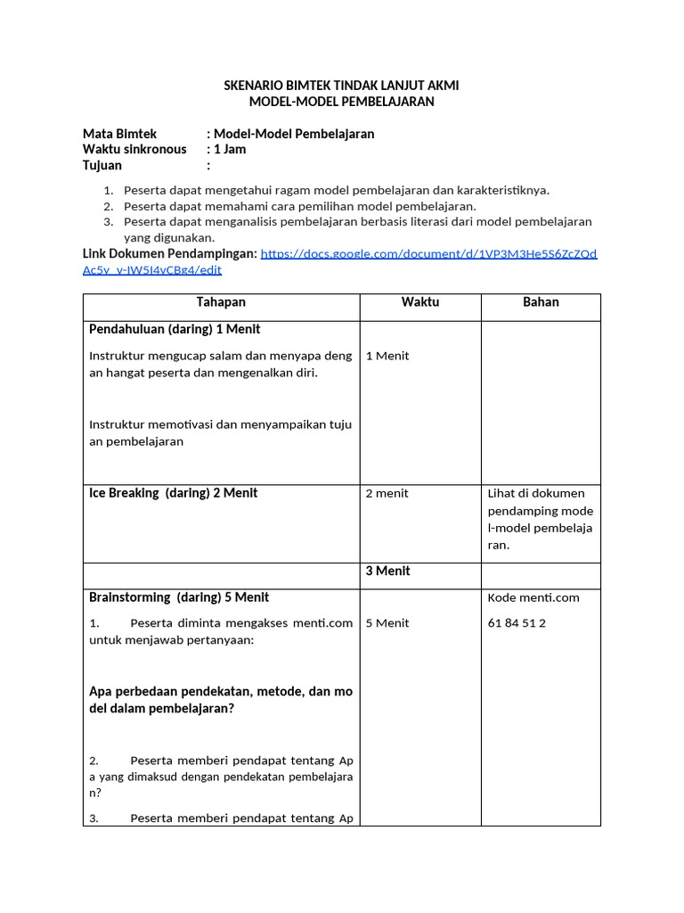 RPP Model-Model Pembelajaran | PDF