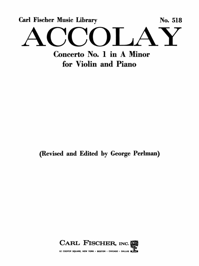 Accolay Violin Concerto A Minor Piano Score | PDF