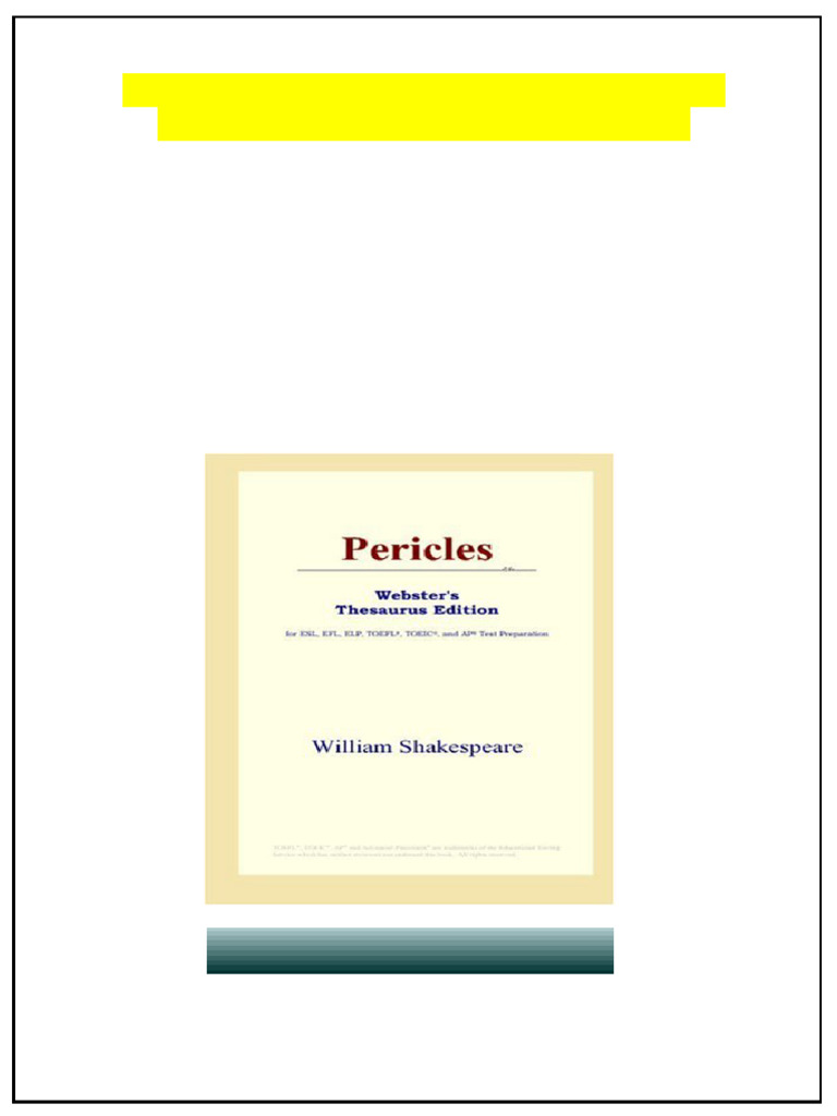 Pericles Webster S Thesaurus Edition William Shakespeare (Apocrypha ...