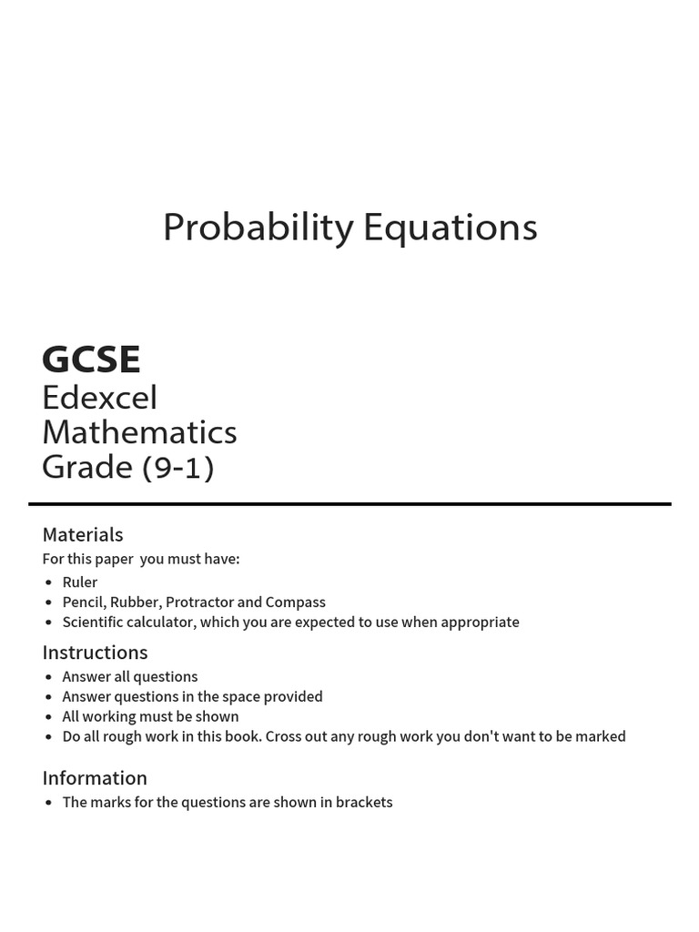GCSE Probability Equation Practice | PDF | Mathematics
