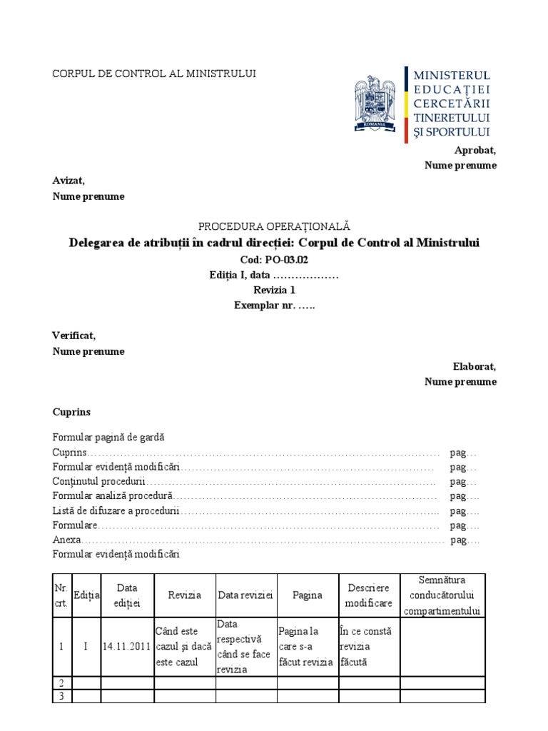 Exemplu Procedura Operationala | PDF