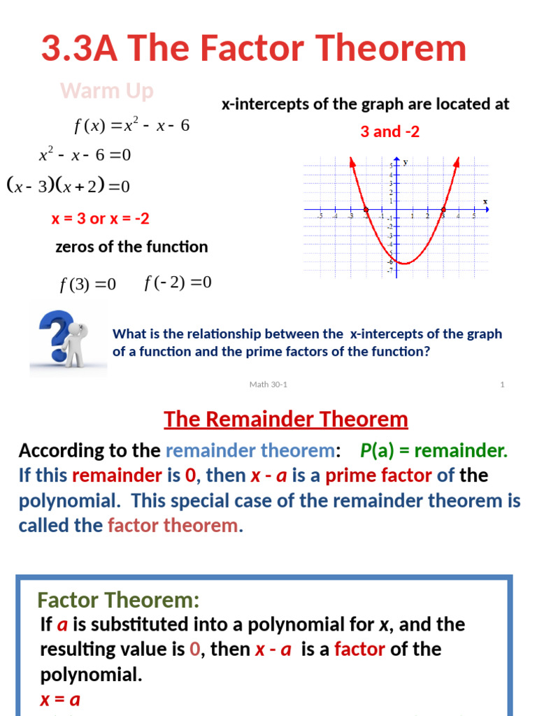 Factor Theorem and Polynomial Zeros | PDF | Factorization | Zero Of A ...