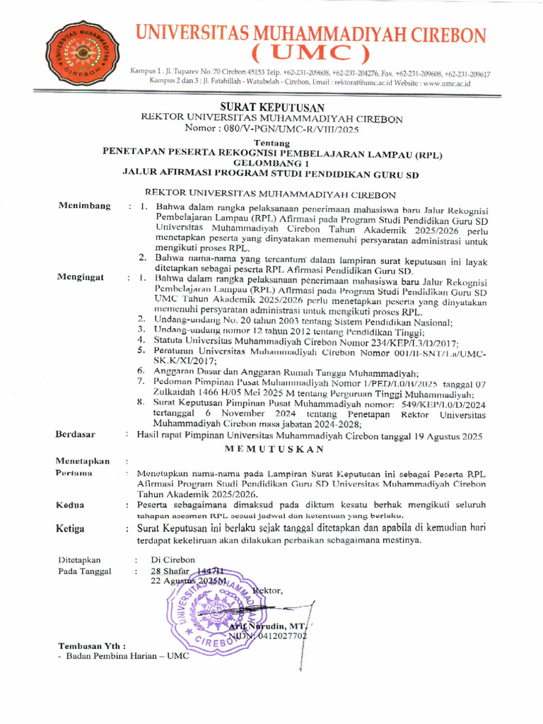 SK RPL Afirmasi PGSD | PDF