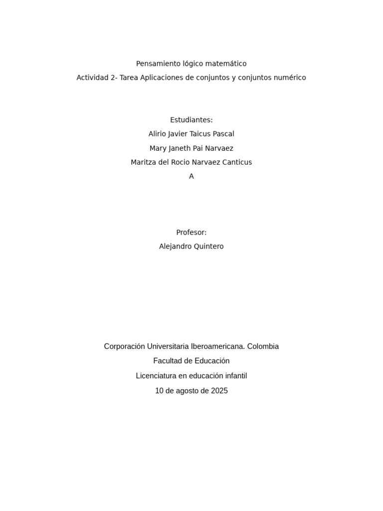 Actividad 2 Tarea Aplicaciones De Conjuntos Y Conjuntos Numéricosg1
