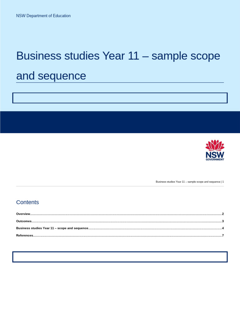 Year 11 Business Studies Scope & Sequence | PDF | Creative Commons ...
